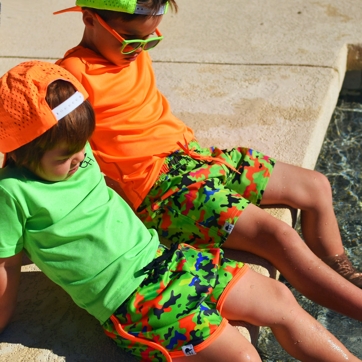 Neon Camo Spotfast™ Track Swim Shorts | Swim Safe Boys Swim Shorts ...