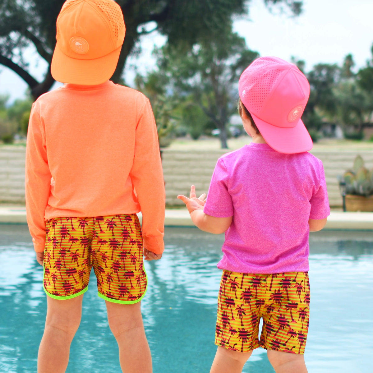 Neon Stripe Palm Spotfast™ Track Swim Shorts | Spotfast™ High ...